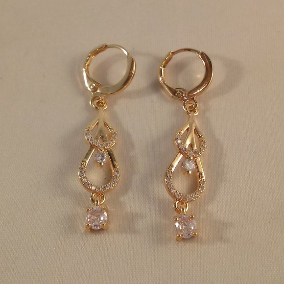 Jewelry | 18k Yellow Gold Filled Elegant Tear Drop Layer Diamond Zircon ...